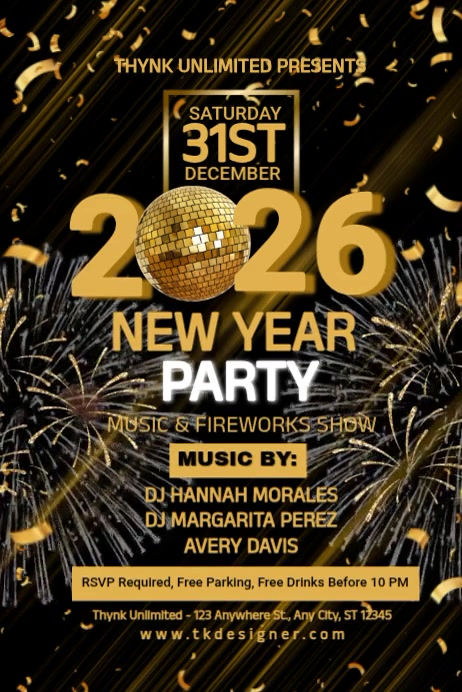 Black Joyful Happy New Year 2026 Poster Template | PosterMyWall