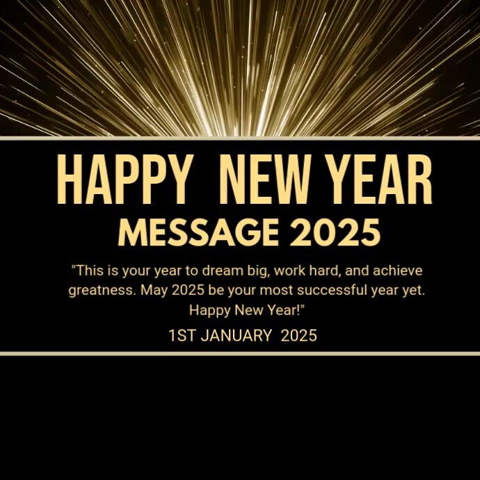 Black Joyful Happy New Year Message 2025 Flyer Instagram Post Template ...
