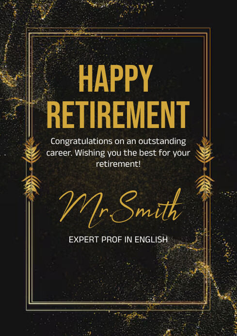 Black Joyful Happy Retirement A4 Template | PosterMyWall