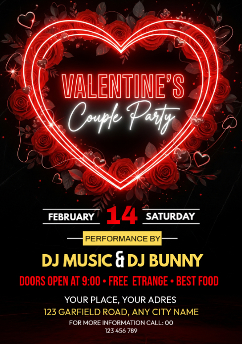 Copy of Black Joyful Happy Valentine's Day A4 | PosterMyWall