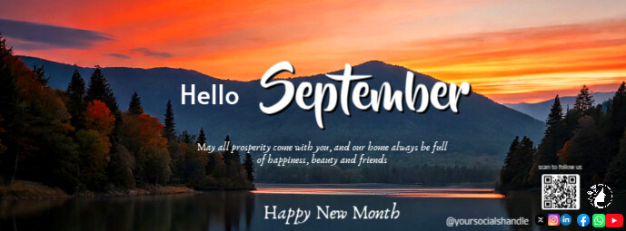 Black Joyful Hello September Happy New Month Facebook Cover Photo ...