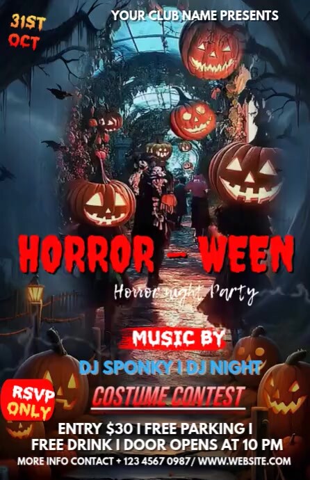 Black Joyful Horror Ween Party Night Tabloid Template | PosterMyWall
