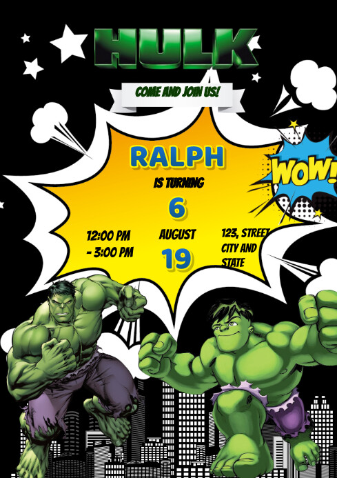 Copy of Black Joyful Hulk Birthday A4 | PosterMyWall