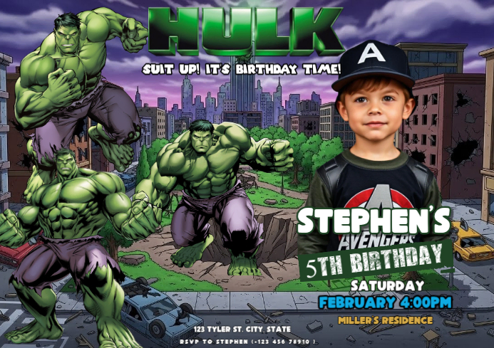Black Joyful Hulk Birthday Invitation A4 Template | PosterMyWall