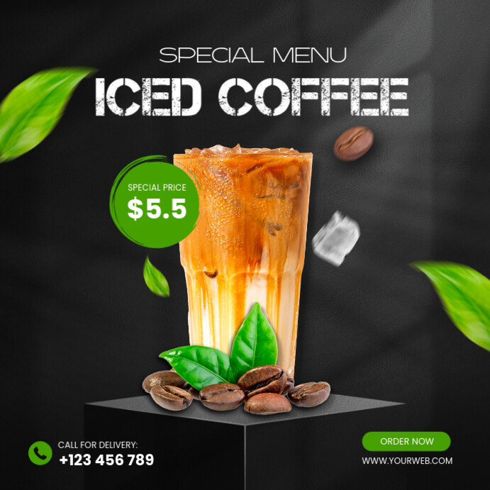 Copy of Black Joyful Iced Coffee Drink Menu Flyer Instagram Post ...