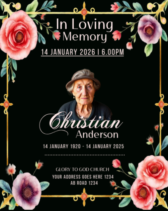 Black Joyful In Loving Memory Instagram Portrait Template | PosterMyWall