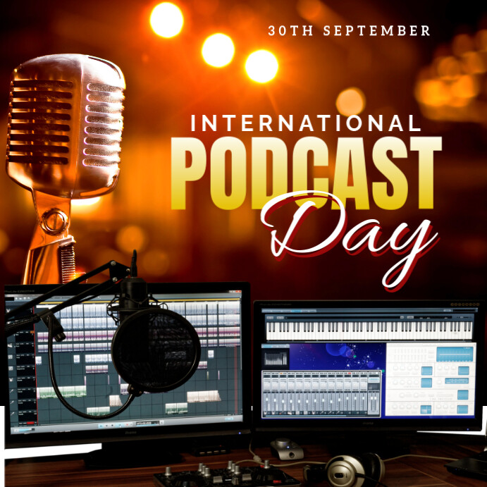 Black Joyful International Podcast Day Instagram Post Template ...