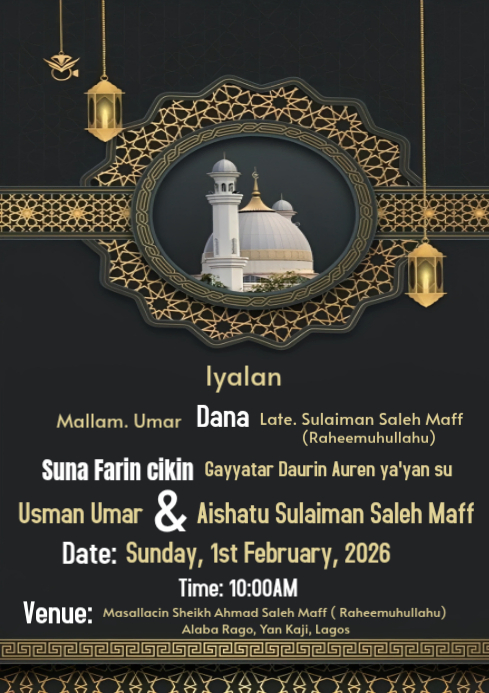 Black Joyful Invitation Card Design Template A4 | PosterMyWall