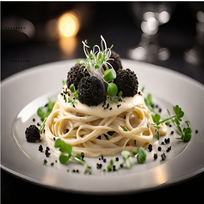 Black Joyful Italian Cuisine – Truffle Pasta Instagram Post Template ...