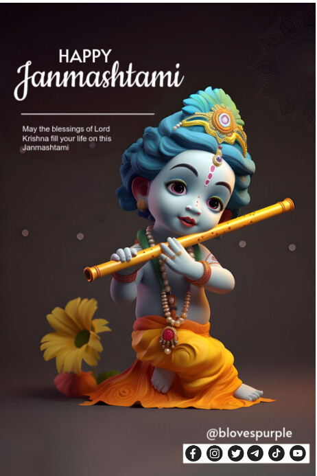 Plantilla de Black Joyful Krishna Janmashtami Wishes Poster | PosterMyWall