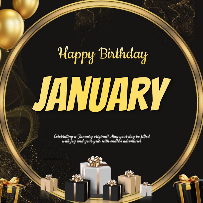 Copy of Black Joyful January Birthday Logo | PosterMyWall