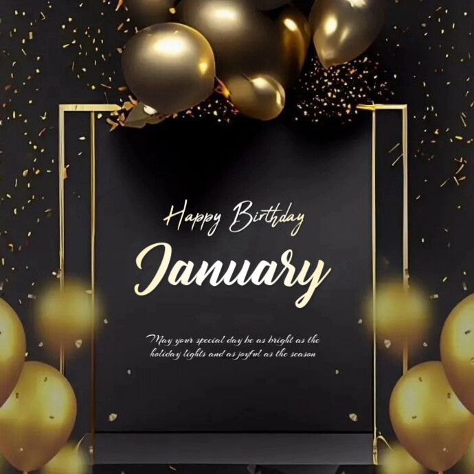 Black Joyful January Logo Template | PosterMyWall