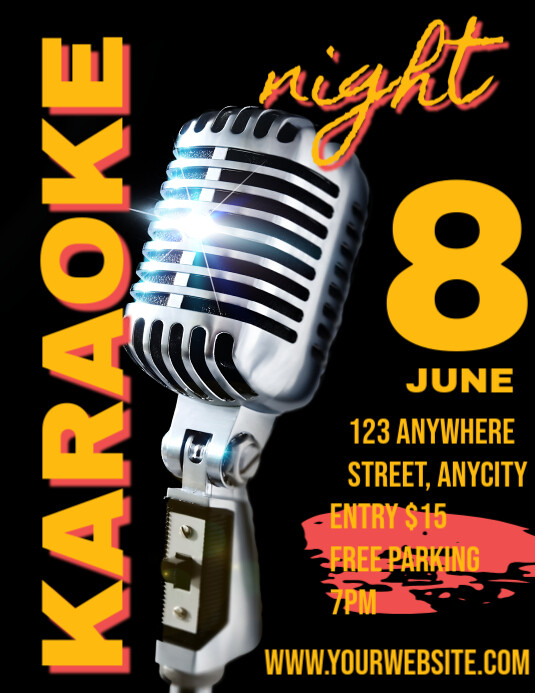 Plantilla de Black Joyful Karaoke Night Poster Flyer (us Letter ...