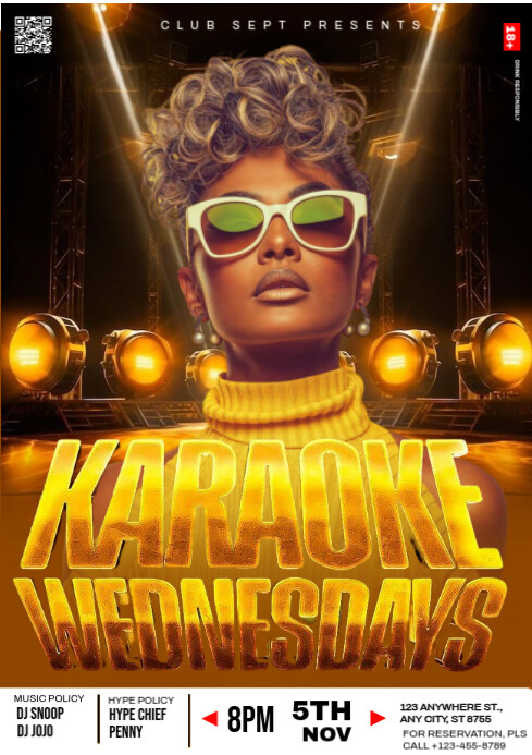 Black Joyful Karaoke Wednesday A4 Template | PosterMyWall