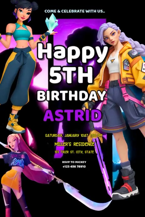 Plantilla de Black Joyful Kpop Demon Hunters Birthday Poster | PosterMyWall