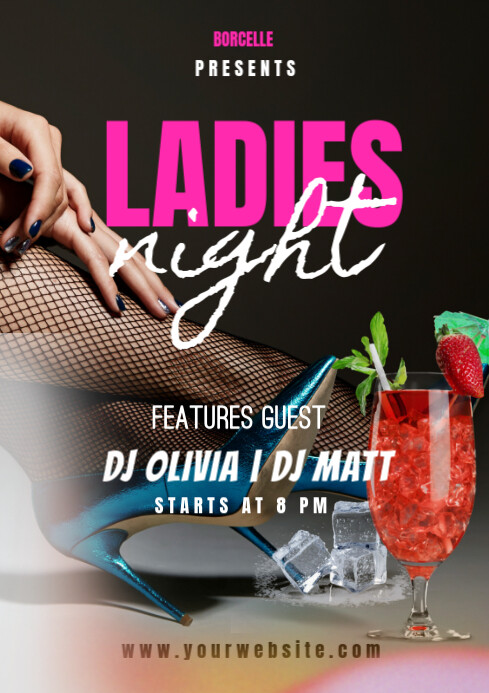 Black Joyful Ladies Night A4 Template | PosterMyWall