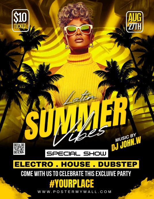 Black Joyful Latin Summer Vibes Flyer (us Le Template | PosterMyWall