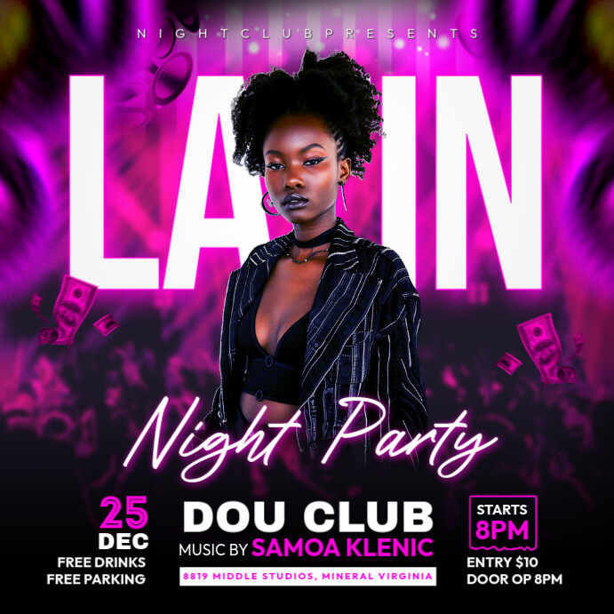 Black Joyful Latina Night Party Instagram Post Template | PosterMyWall