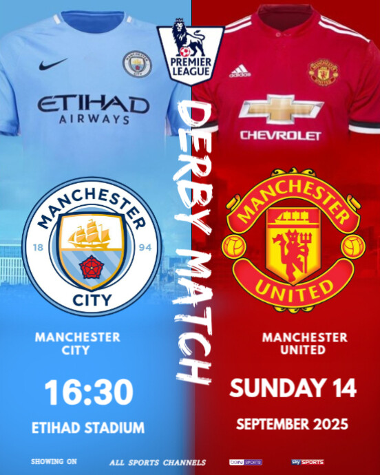 Plantilla de Black Joyful Manchester City Vs Manchester United Epl ...
