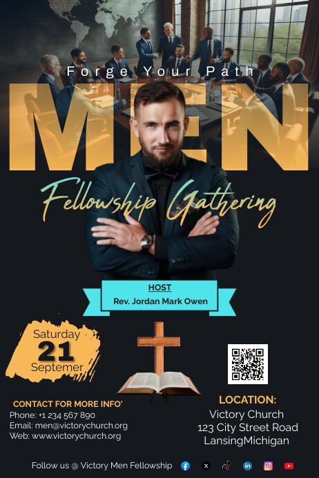 Black Joyful Men Fellowship Event Ad Poster | PosterMyWall