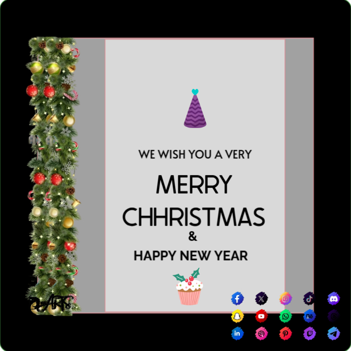 Modèle Black Joyful Merry Christmas Instagram Post | PosterMyWall