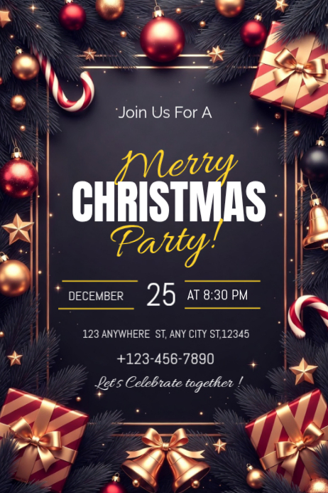 Black Joyful Merry Christmas Poster Template Poster | PosterMyWall