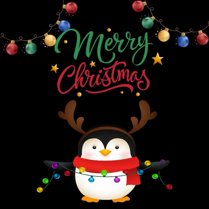 Black Joyful Merry Christmas Video Instagram Post Template | PosterMyWall