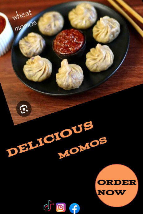 Black Joyful Momos Poster Template | PosterMyWall