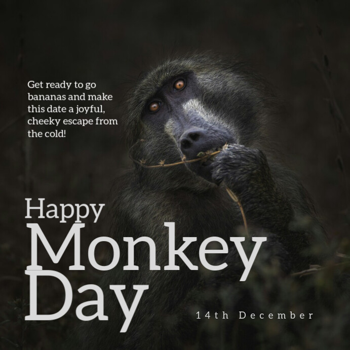 Black Joyful Monkey Day Instagram Post-skabelon | PosterMyWall