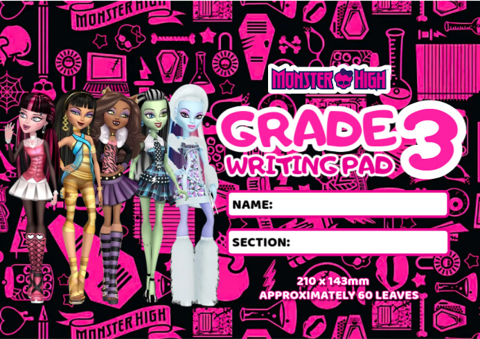 Black Joyful Monster High Theme Writing Pad A4 Template | PosterMyWall