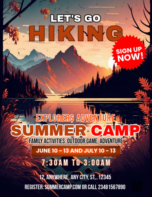 Black Joyful Mountain Hiking Design Template Flyer (us Letter ...