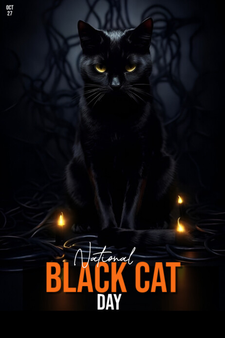 Black Joyful National Black Cat Day Poster Template | PosterMyWall