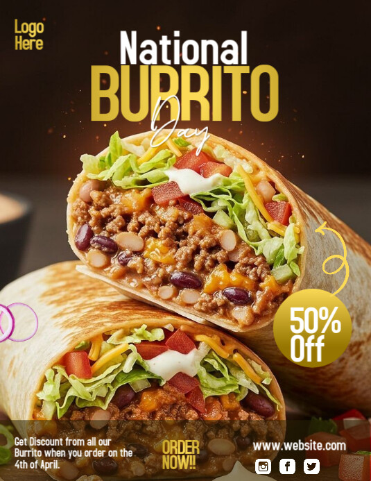 Copy of Black Joyful National Burrito Day Flyer (us Letter) | PosterMyWall