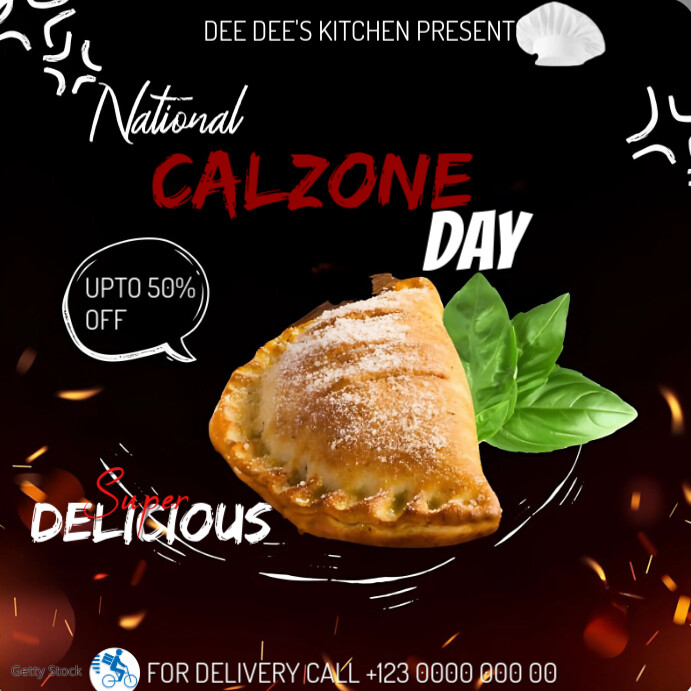 Copy of Black Joyful National Calzone Day Instagram Post | PosterMyWall