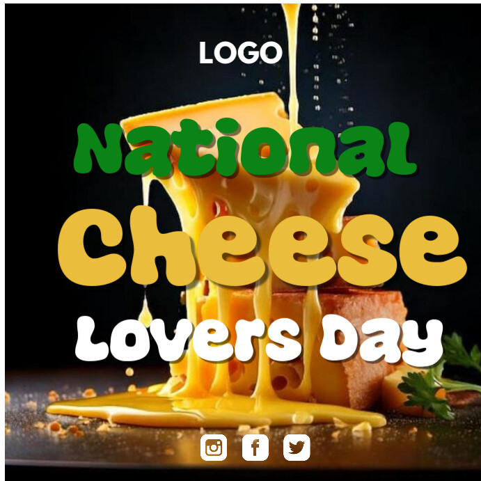 Black Joyful National Cheese Lovers Day Flyer Design Template Instagram ...