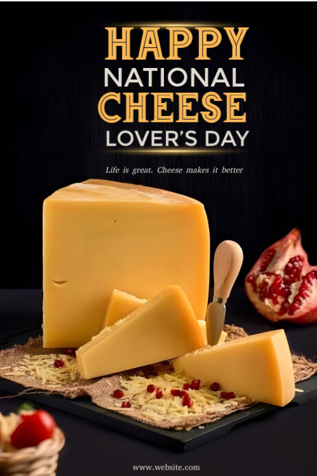 Black Joyful National Cheese Lovers Day Poster Template | PosterMyWall