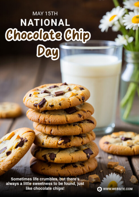 Black Joyful National Chocolate Chip Day A4 Template | PosterMyWall