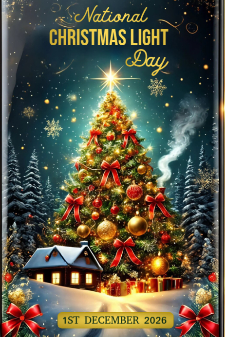 Black Joyful National Christmas Light Day Celebration Poster Template ...