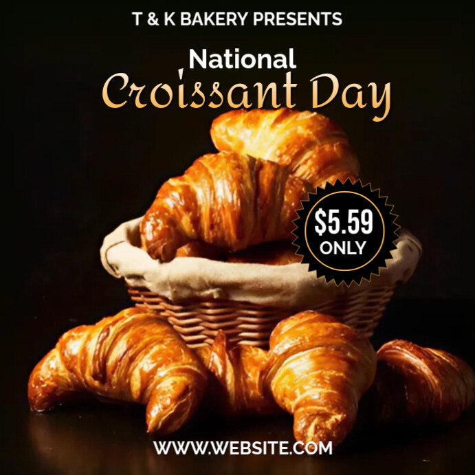 Black Joyful National Croissant Day Instagram Post Template | PosterMyWall