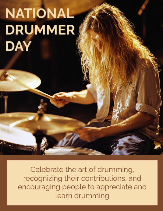 Plantilla de Black Joyful National Drummer Day Flyer (us Letter ...