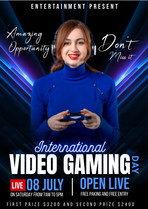 Black Joyful National Gaming Day A4模板 | PosterMyWall