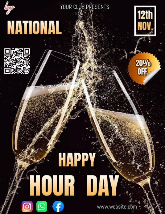 Copy of Black Joyful National Happy Hour Day Flyer (us Letter ...