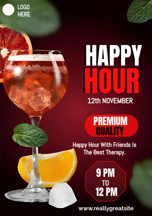 Copy of Black Joyful National Happy Hour Day flyer A4 | PosterMyWall