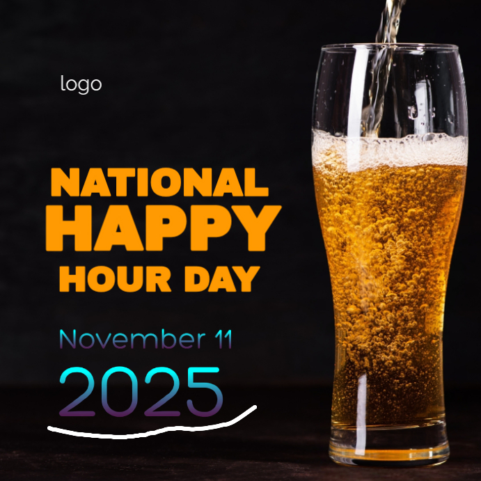 Black Joyful National Happy Hour Day Instagram Post Template | PosterMyWall