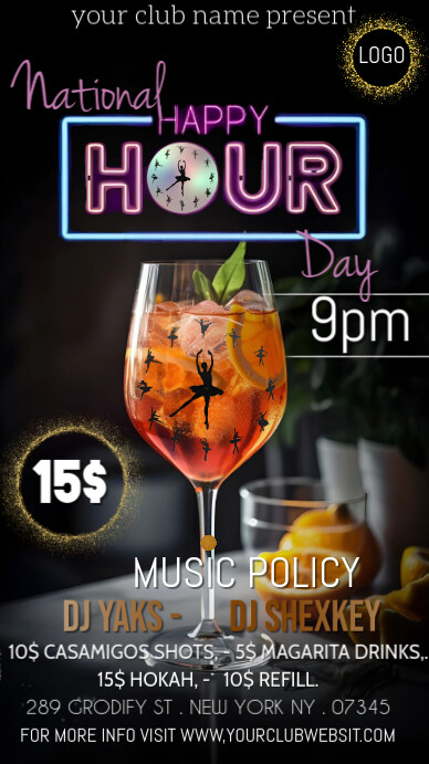Copy of Black Joyful National Happy Hour Day Whatsapp Status | PosterMyWall