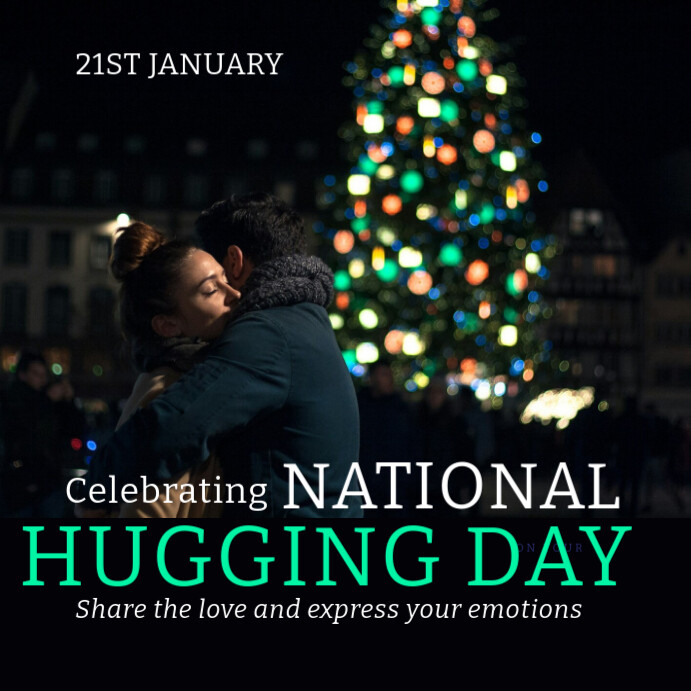 Black Joyful National Hugging Day Instagram Post Template | PosterMyWall