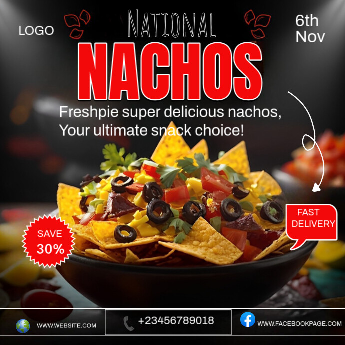 Plantilla de Black Joyful National Nachos Day Instagram Post | PosterMyWall