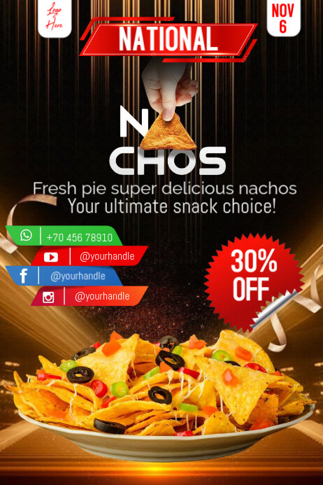 Black Joyful National Nachos Day Poster Template | PosterMyWall