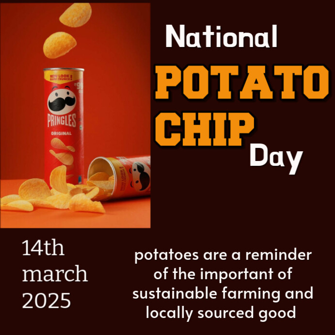 Black Joyful National Potato Chip Day Instagram Post Template ...