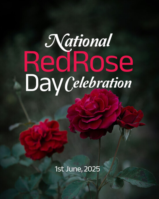 Black Joyful National Red Rose Day Instagram Portrait Template ...